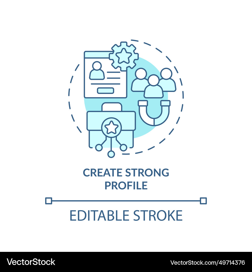 Thin line simple blue create strong profile icon Vector Image