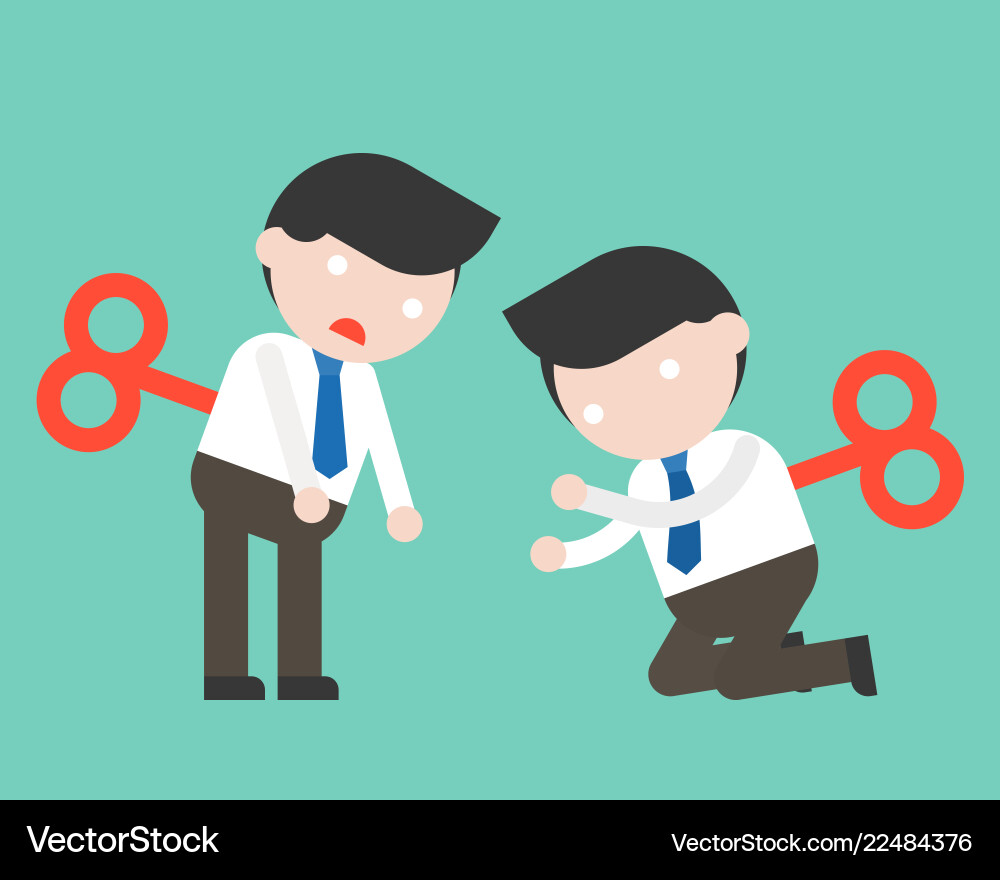 Wind up cute businessman or manager ready to use Vector Image
