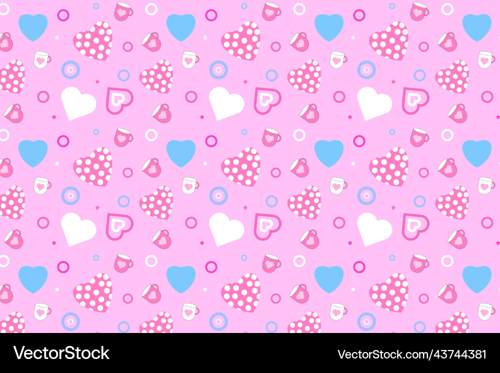 Beautiful minimal love pattern with love shapes Vector Image