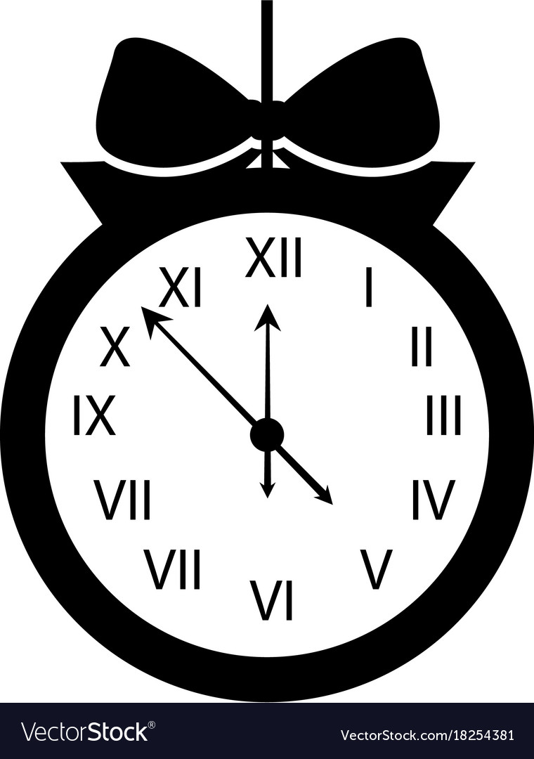 Christmas clock frame bow ribbon decoration Vector Image