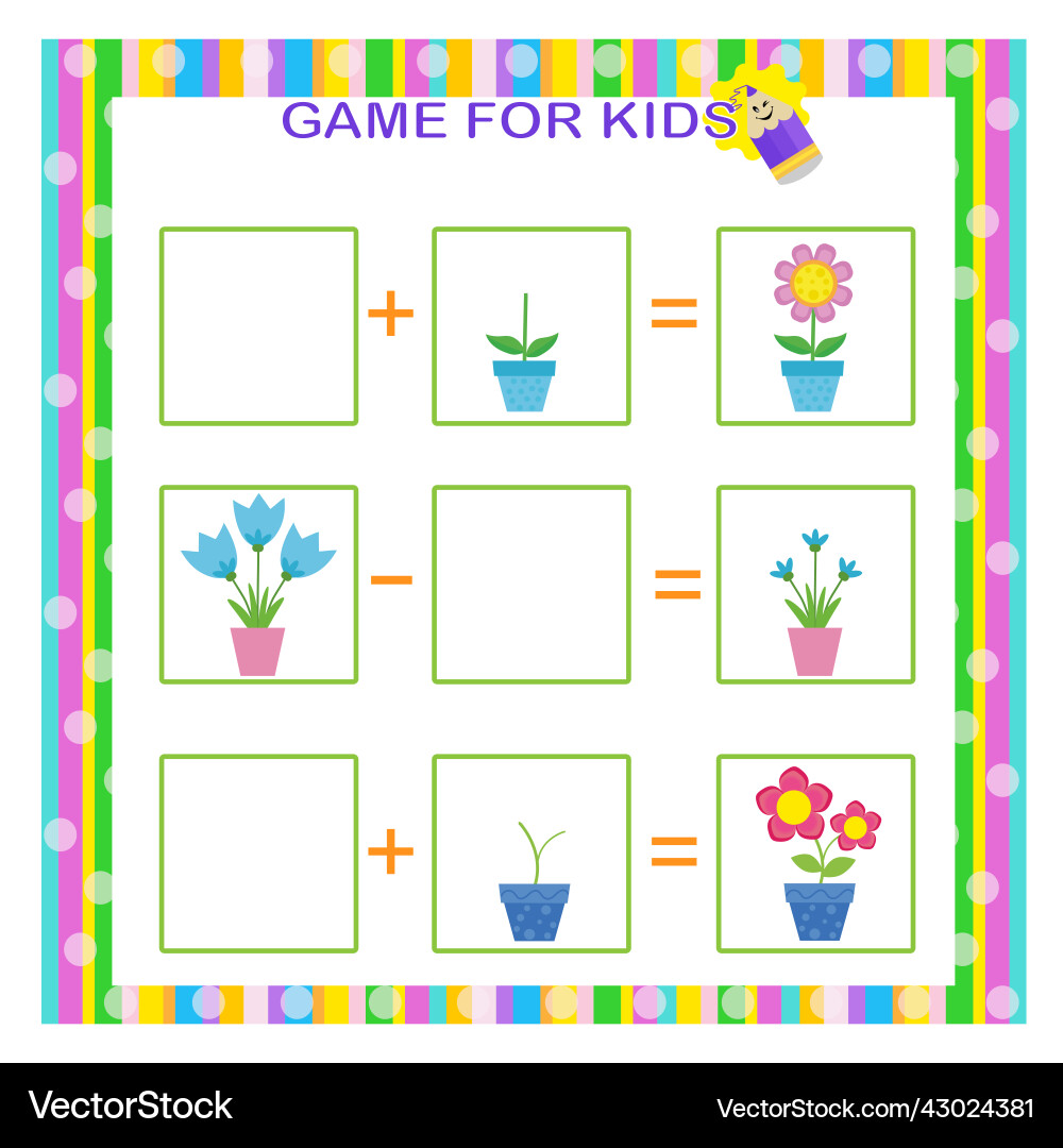 Educational game for kids children activity page Vector Image