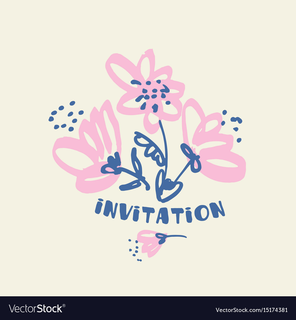Hand drawn shabby floral design element Royalty Free Vector