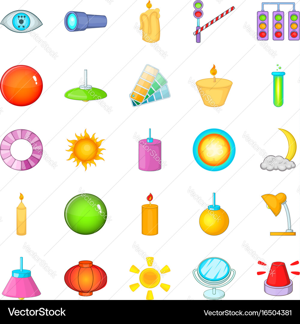 Lighting icons set cartoon style Royalty Free Vector Image