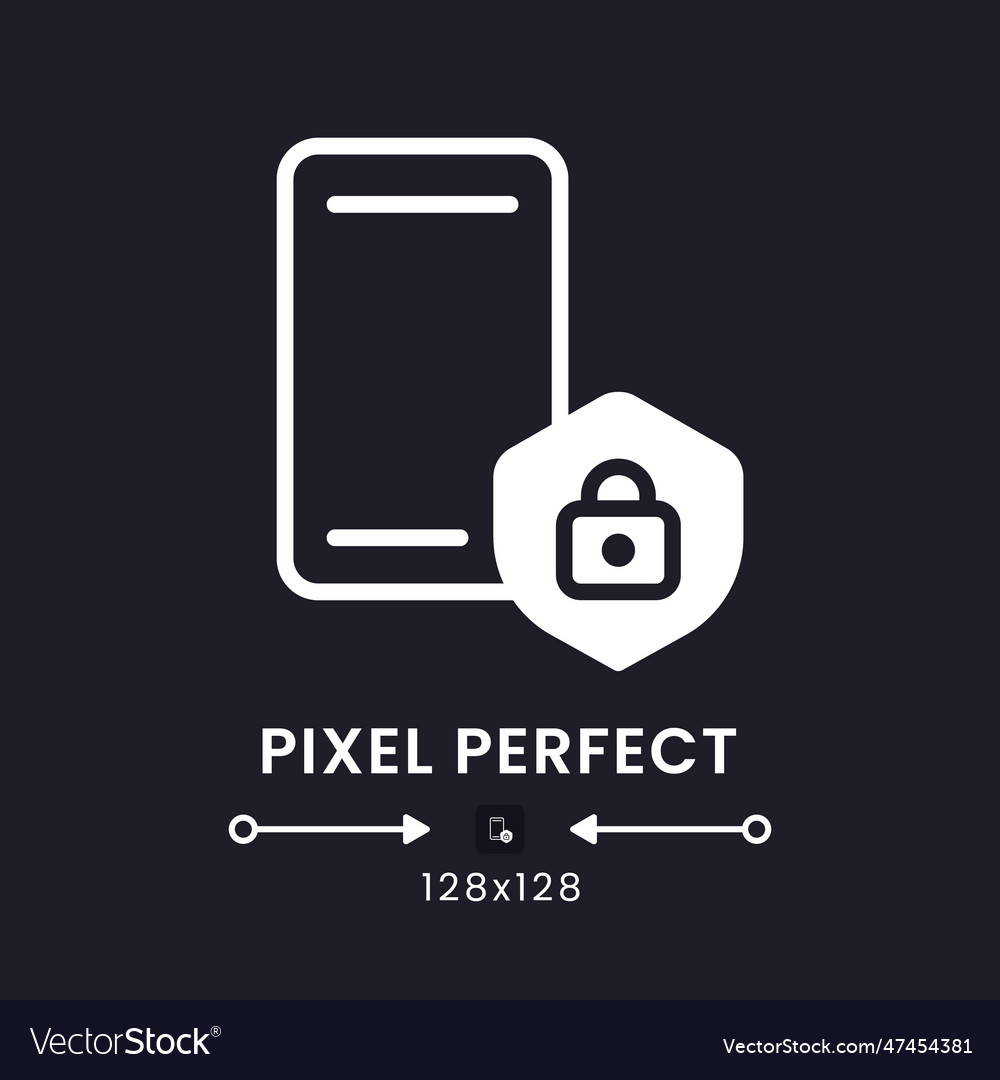 Mobile device security white solid desktop icon Vector Image