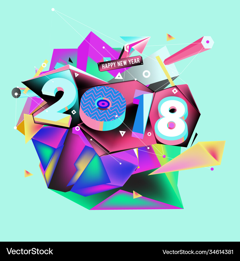New year 2018 colorful design Royalty Free Vector Image