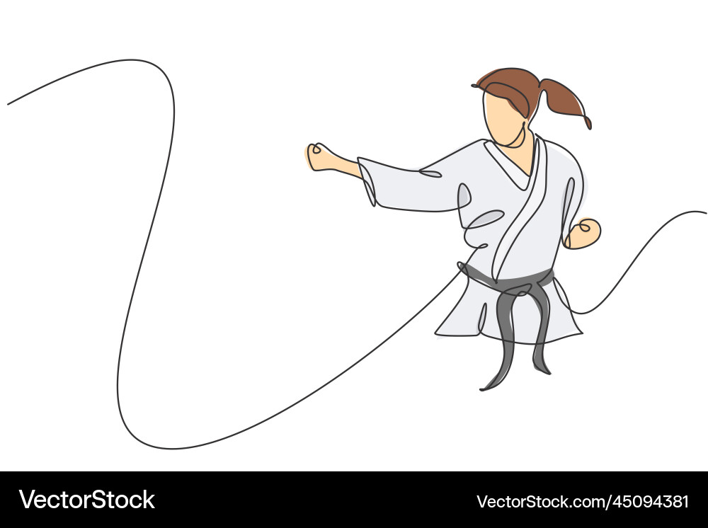 One continuous line drawing of young talented Vector Image