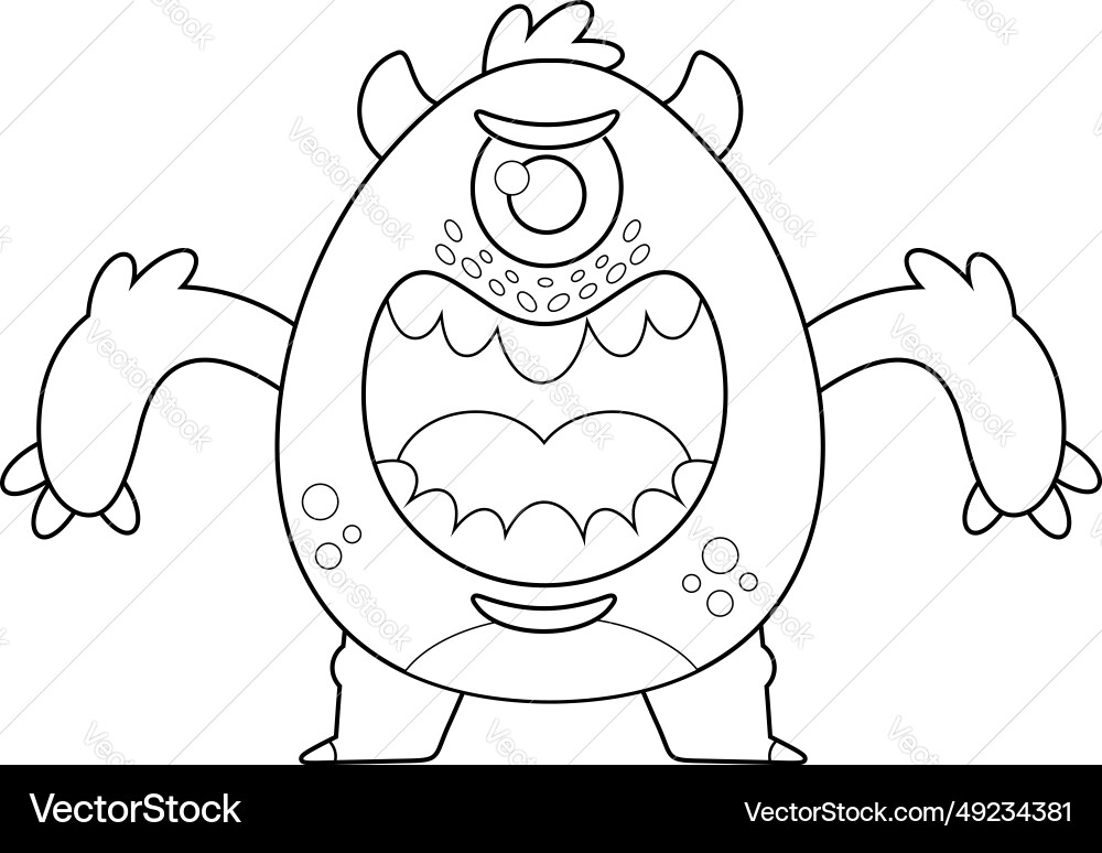 Outlined angry monster cartoon character Vector Image