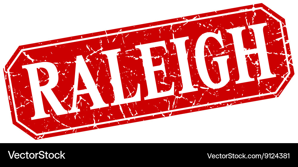 Raleigh red square grunge retro style sign Vector Image