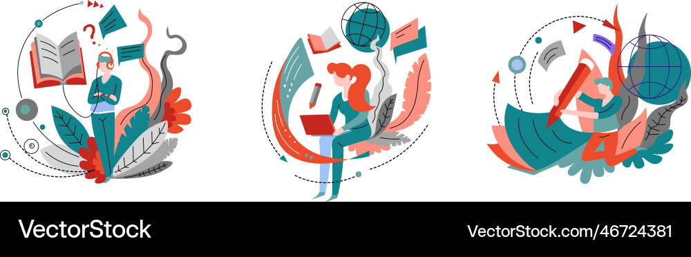 Reading books and writing paper writer or author Vector Image