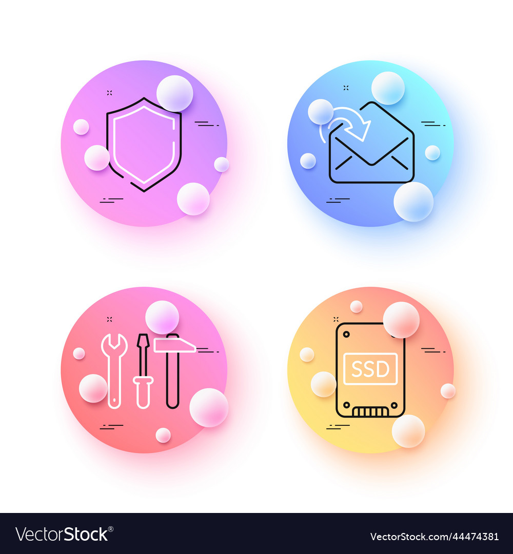 Shield receive mail and spanner tool minimal line Vector Image