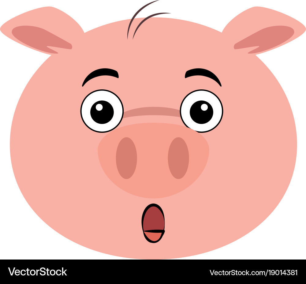Terrified pig emoji kawaii Royalty Free Vector Image