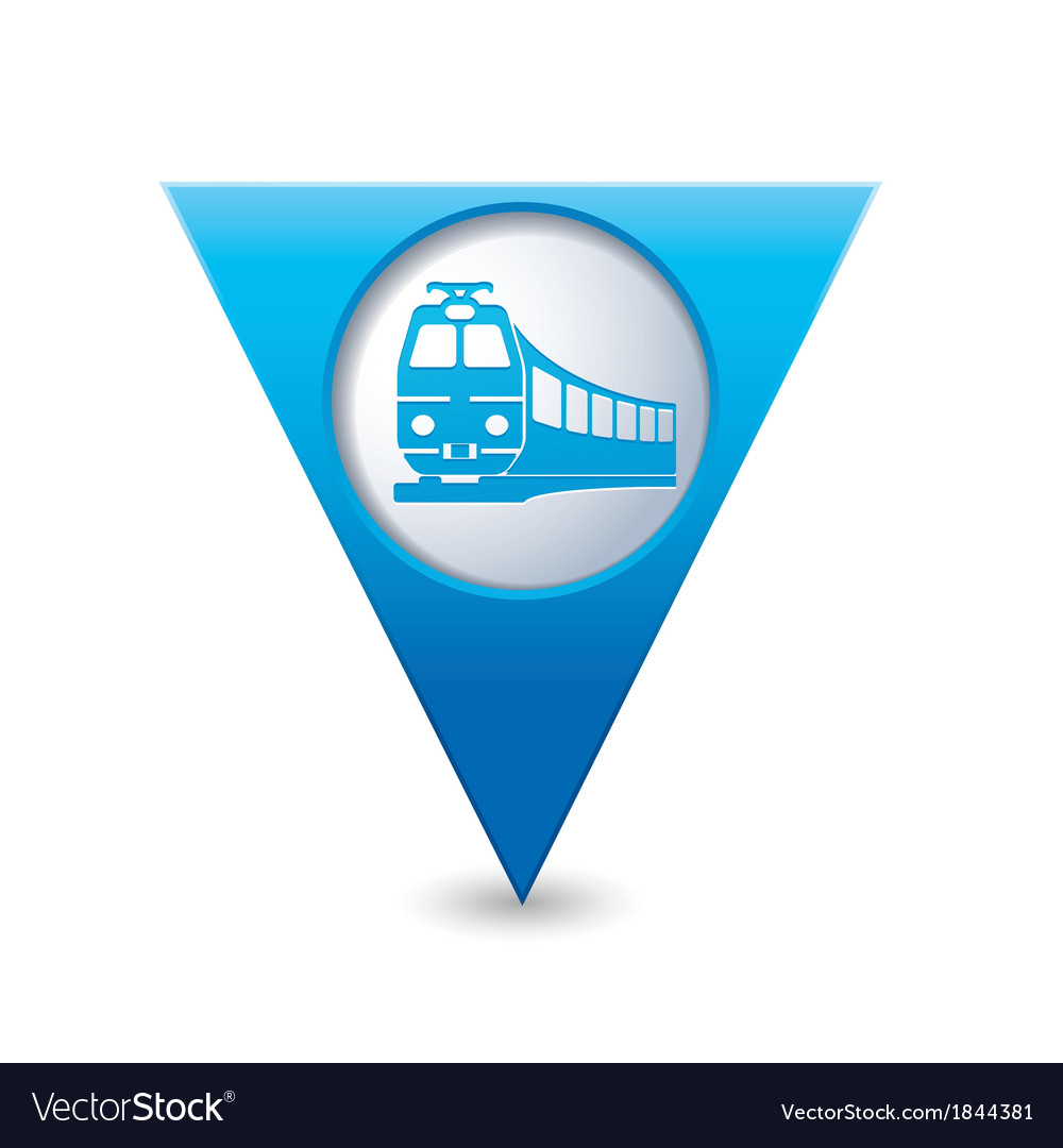 Train icon on map pointer blue Royalty Free Vector Image