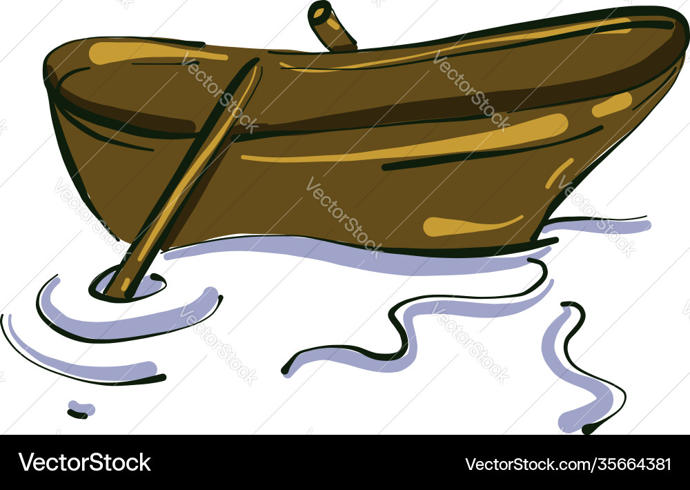 Wooden boat on white background Royalty Free Vector Image