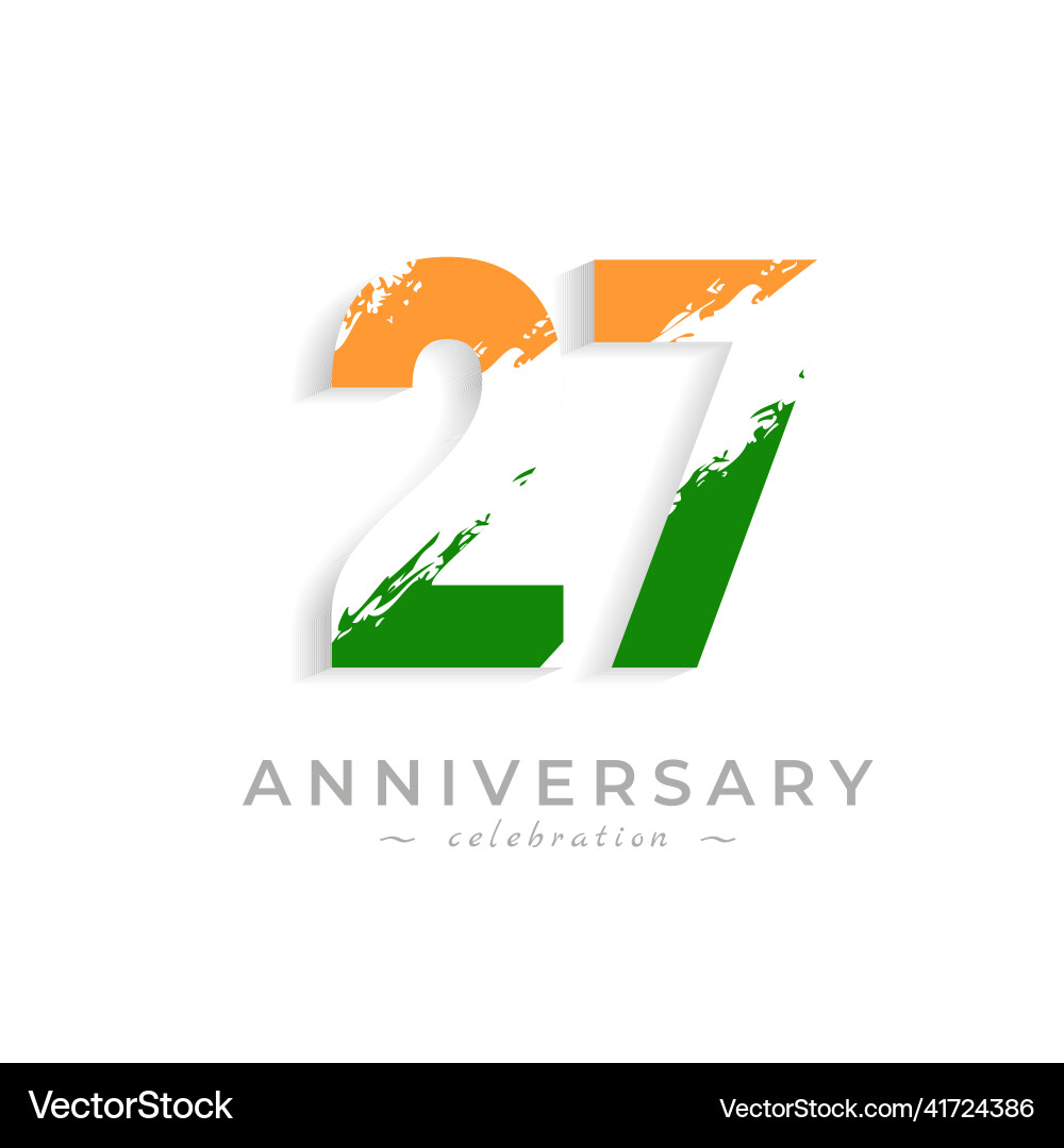 27 year anniversary celebration with brush white Vector Image