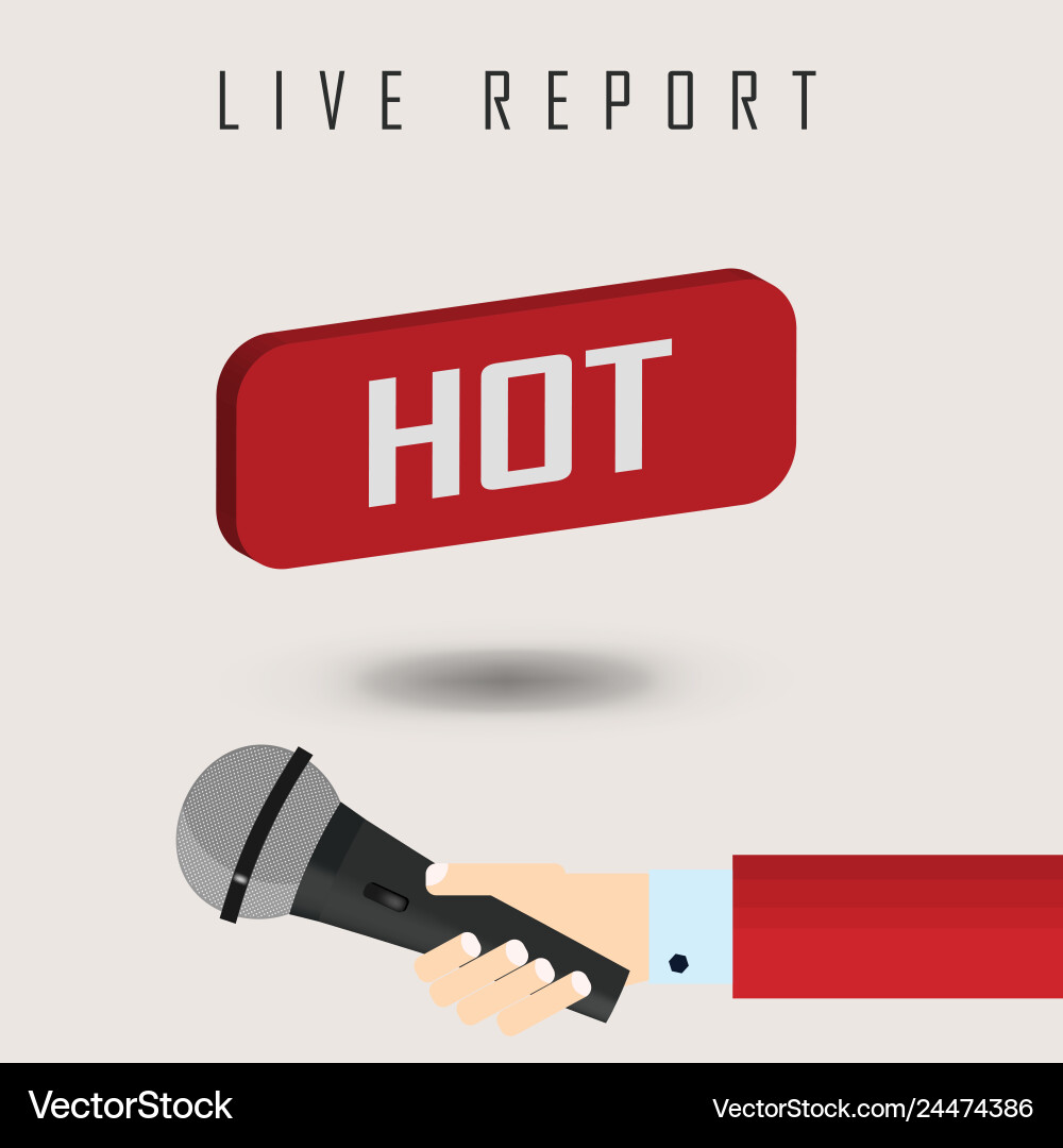 A live report with button news and microphone eps Vector Image