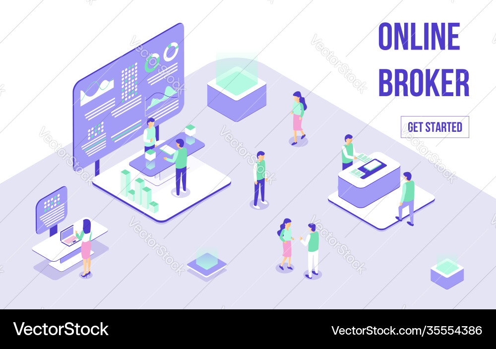 Broker online forex trading horizontal banner Vector Image