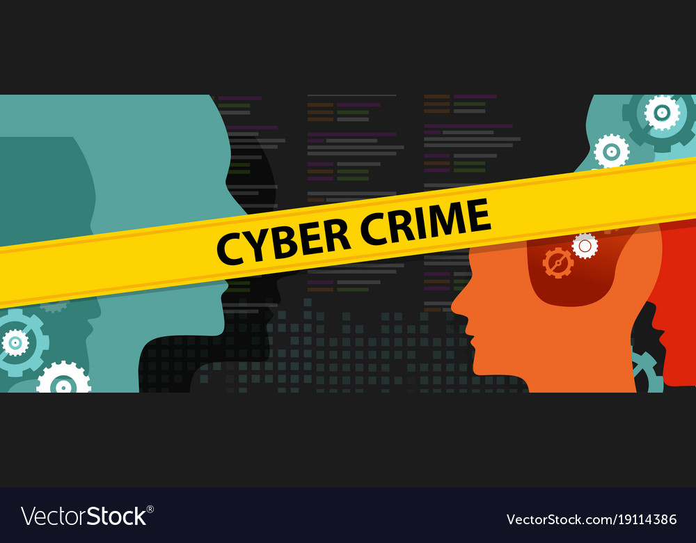 Cyber crime head source code security Royalty Free Vector