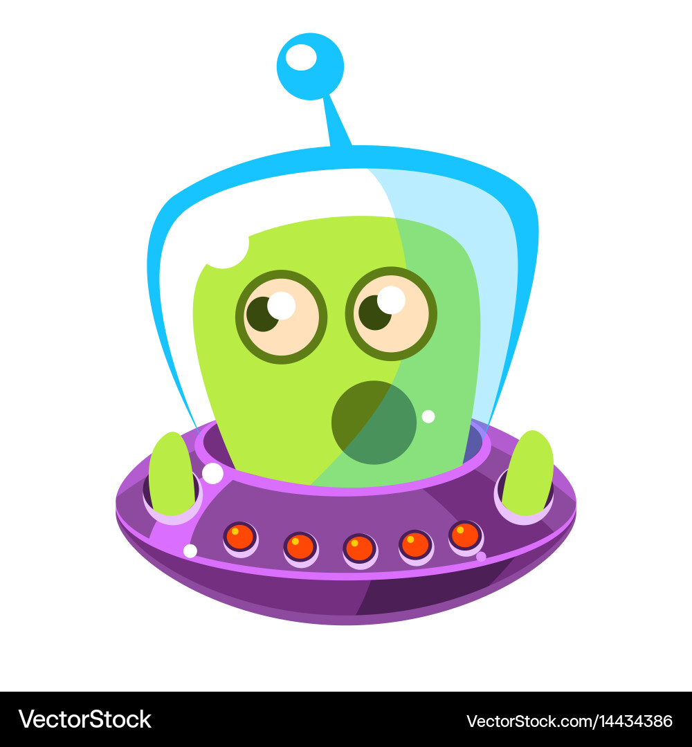 Emotionally speaking green alien in a flying Vector Image