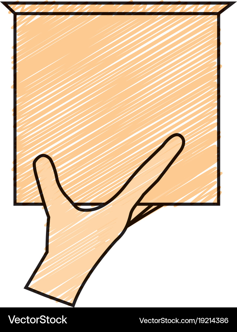 Hand with carton box packing icon Royalty Free Vector Image
