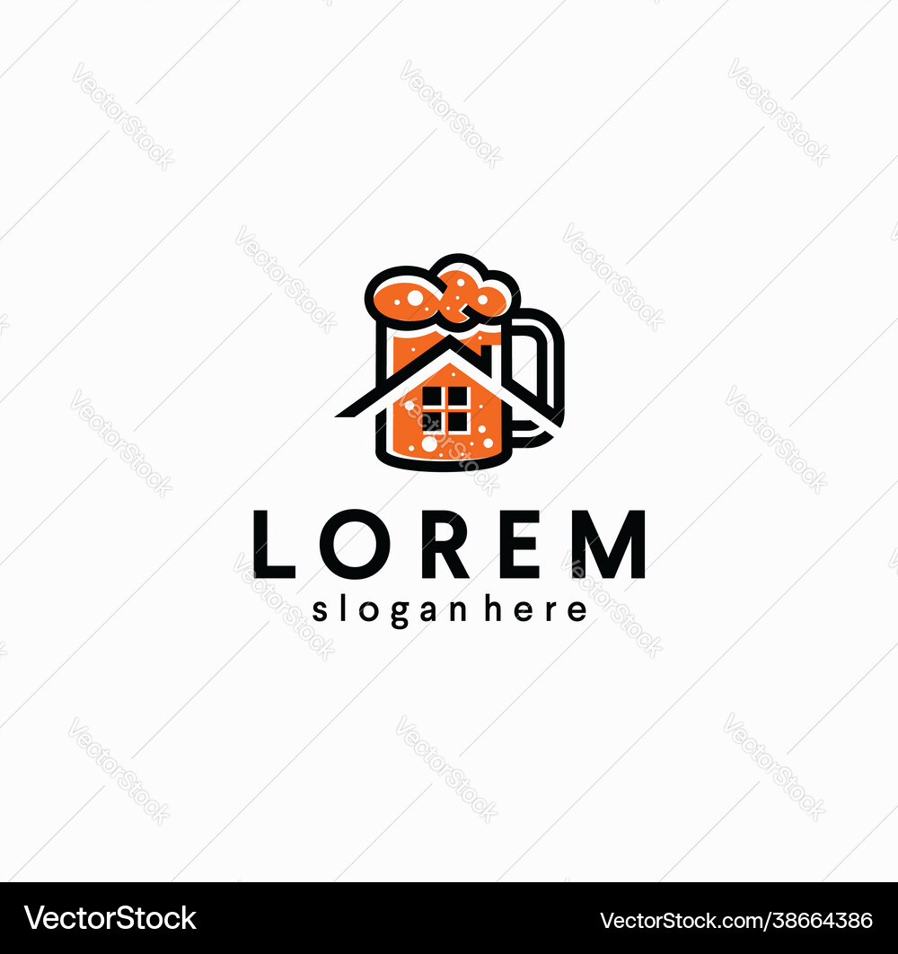 House beer logo design brewery mug Royalty Free Vector Image