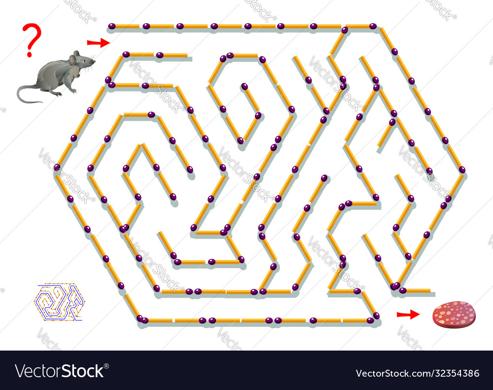 Logic puzzle game with labyrinth for children Vector Image