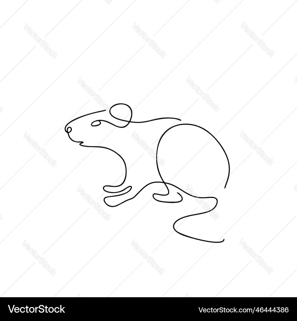 Mouse in line art style isolated on Royalty Free Vector