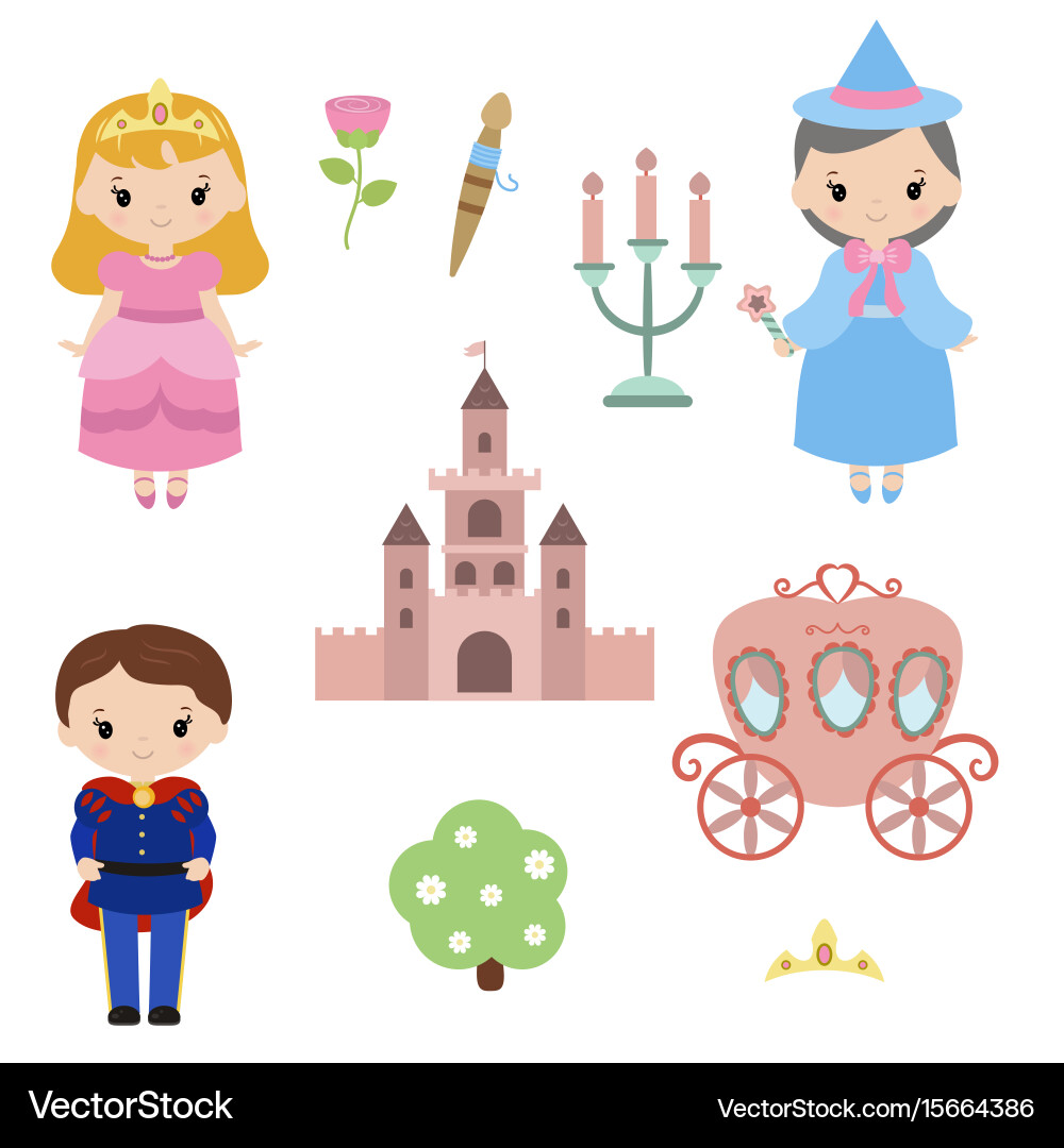 Princess theme with castle prince carriage Vector Image