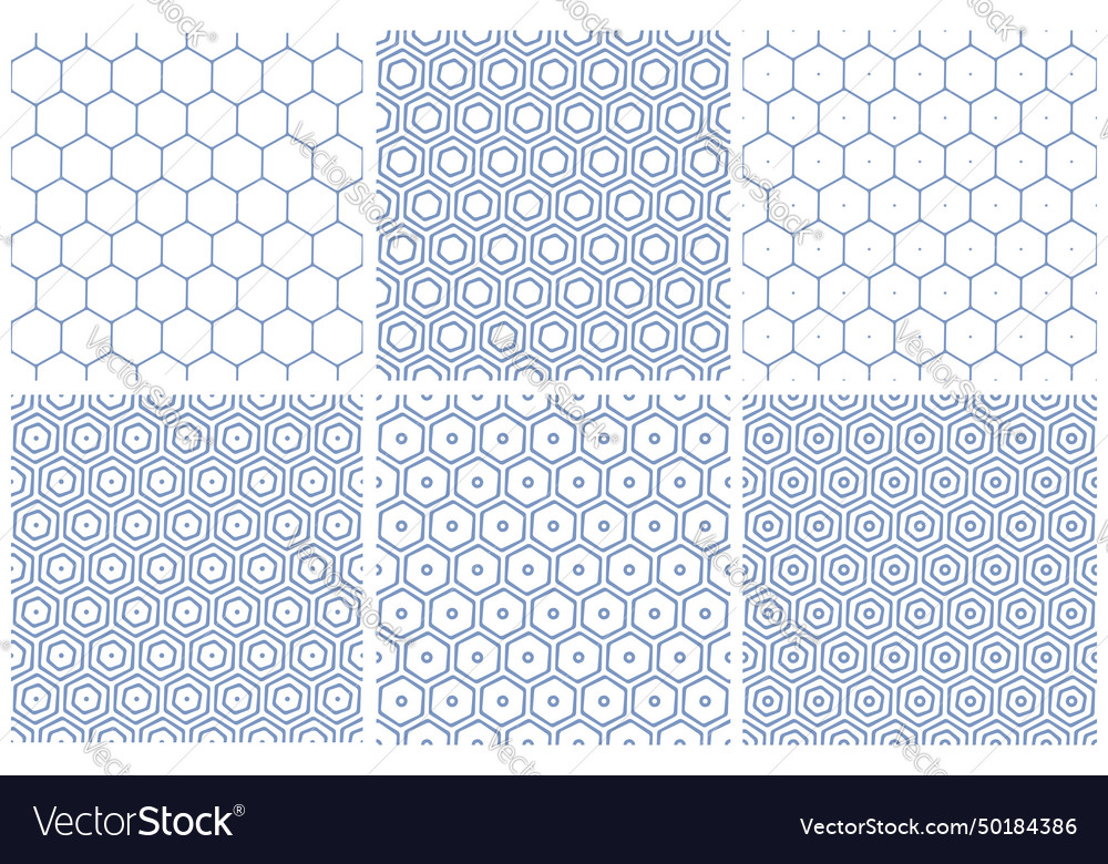 Seamless hexagons patterns set Royalty Free Vector Image