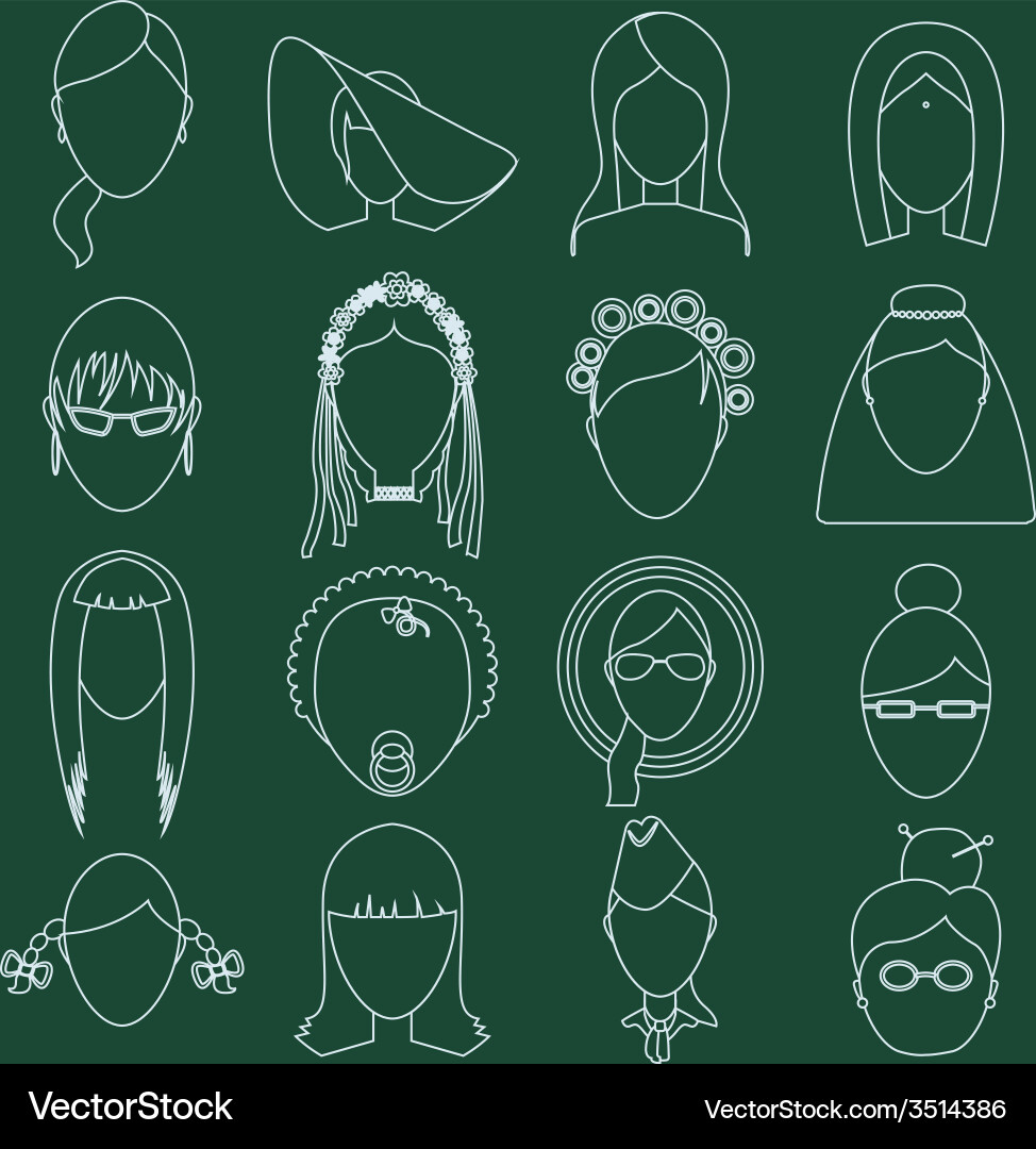 Set of flat style female characters Royalty Free Vector