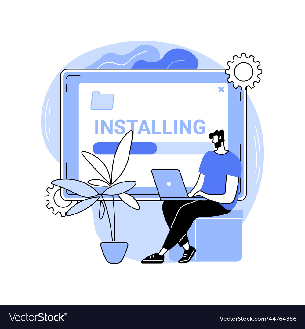 Software installation isolated cartoon Royalty Free Vector