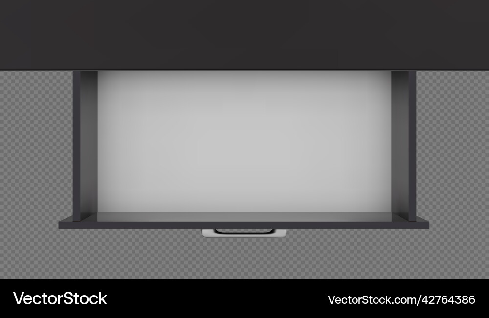 Top view of black empty open drawer cabinet Vector Image