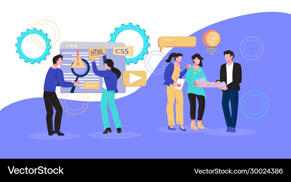 Website development and promotion in social media Vector Image