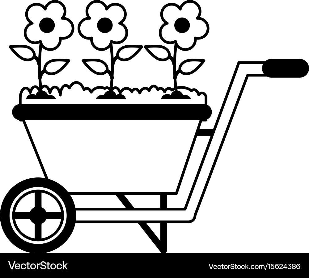 Wheelbarrow gardening tool icon image Royalty Free Vector