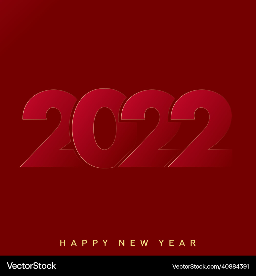 2022 happy new year red background Royalty Free Vector Image