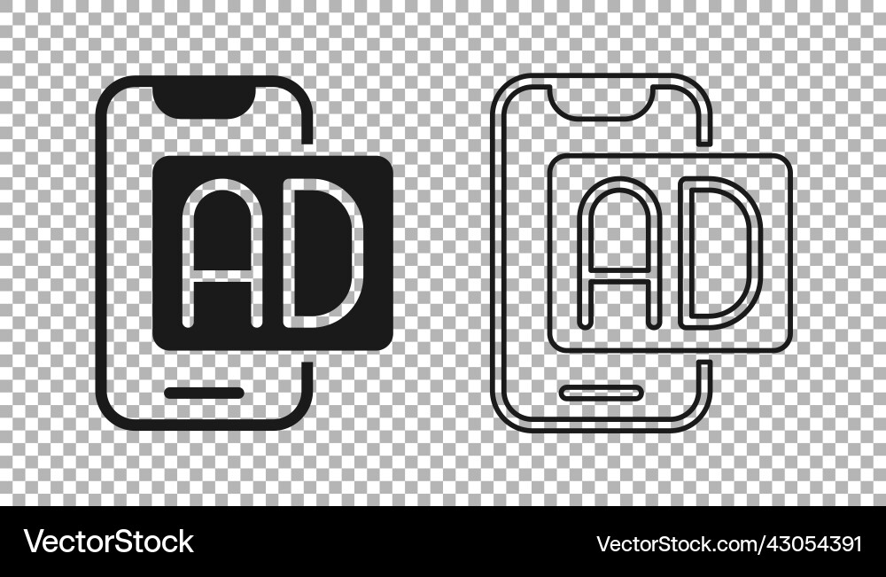 Black advertising icon isolated on transparent Vector Image