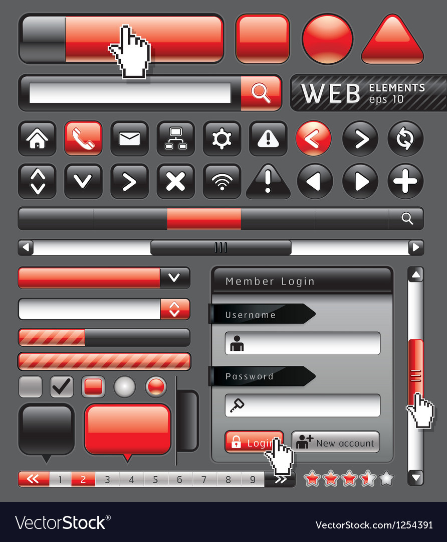 Blank red button for website and app Royalty Free Vector