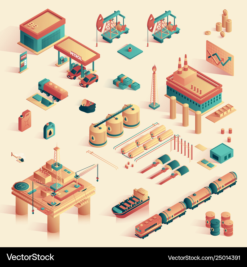 Business in refinery mini plant isometric 3d Vector Image