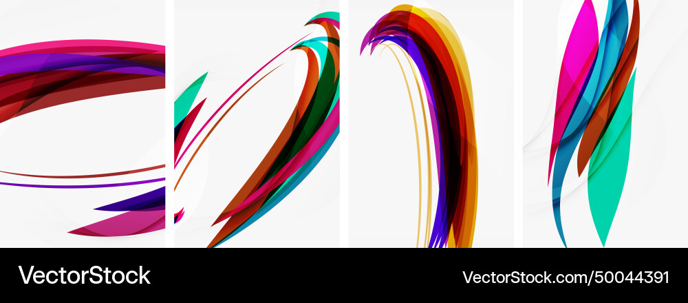 Colorful wave lines poster set for wallpaper Vector Image