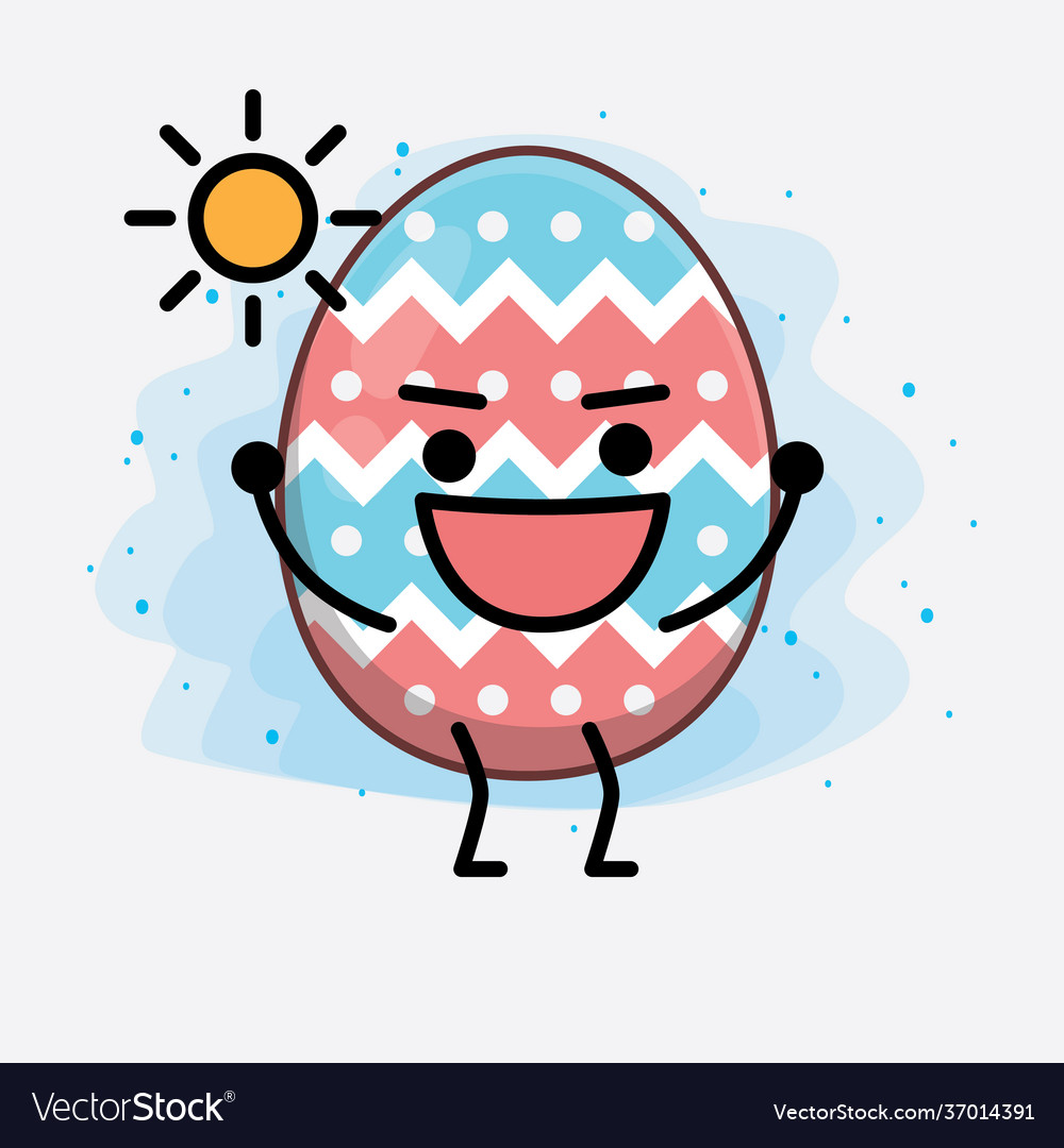 Easter egg cute character with simple face hands Vector Image