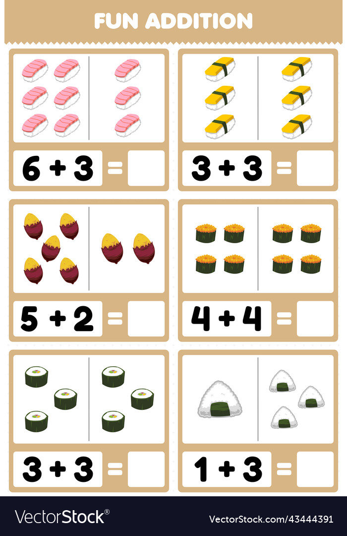 Education game for children fun addition Vector Image