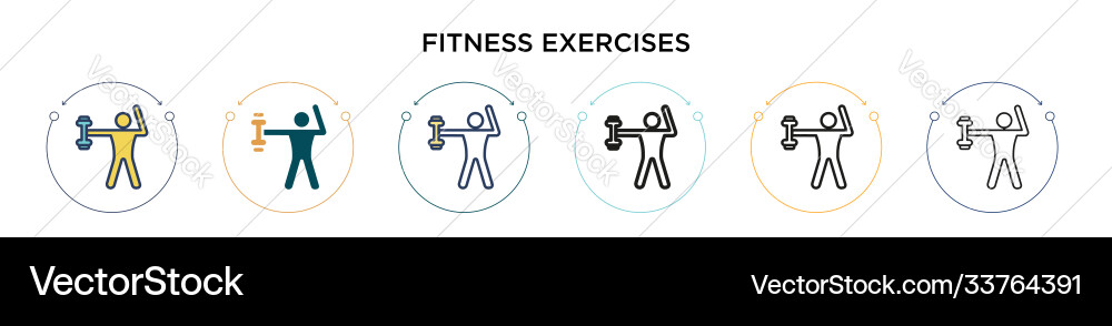 Fitness exercises icon in filled thin line Vector Image