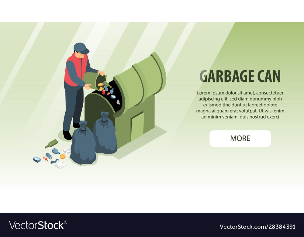 Garbage can isometric background Royalty Free Vector Image