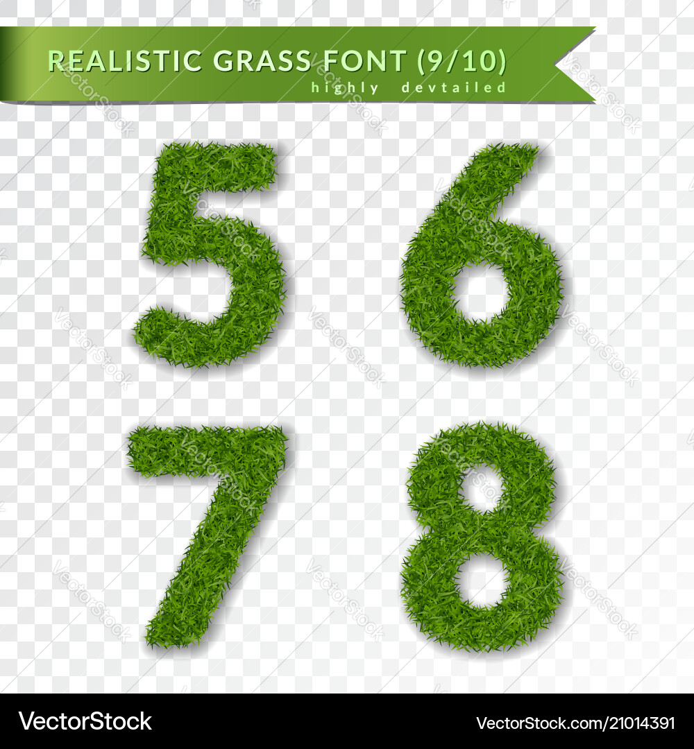Grass numbers 5 6 7 8 green numbers five six Vector Image