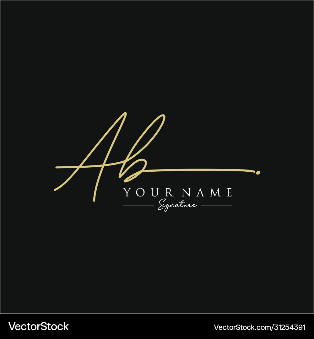 Letter ab signature logo template Royalty Free Vector Image