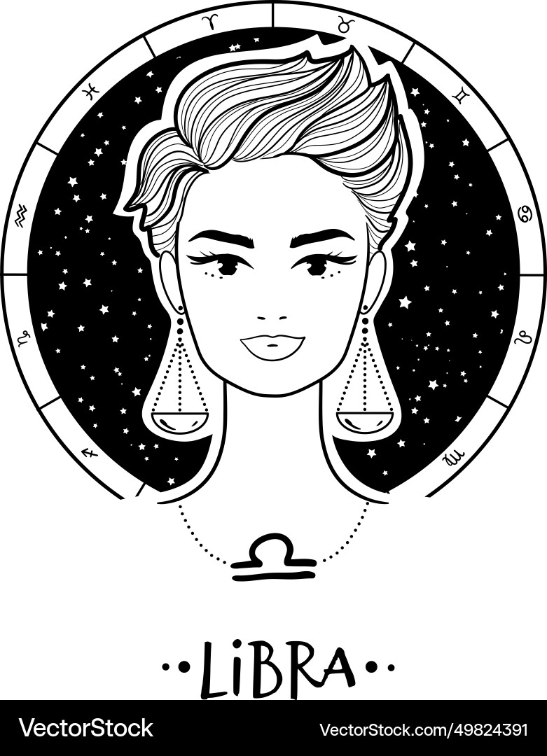 Libra zodiac sign line art Royalty Free Vector Image