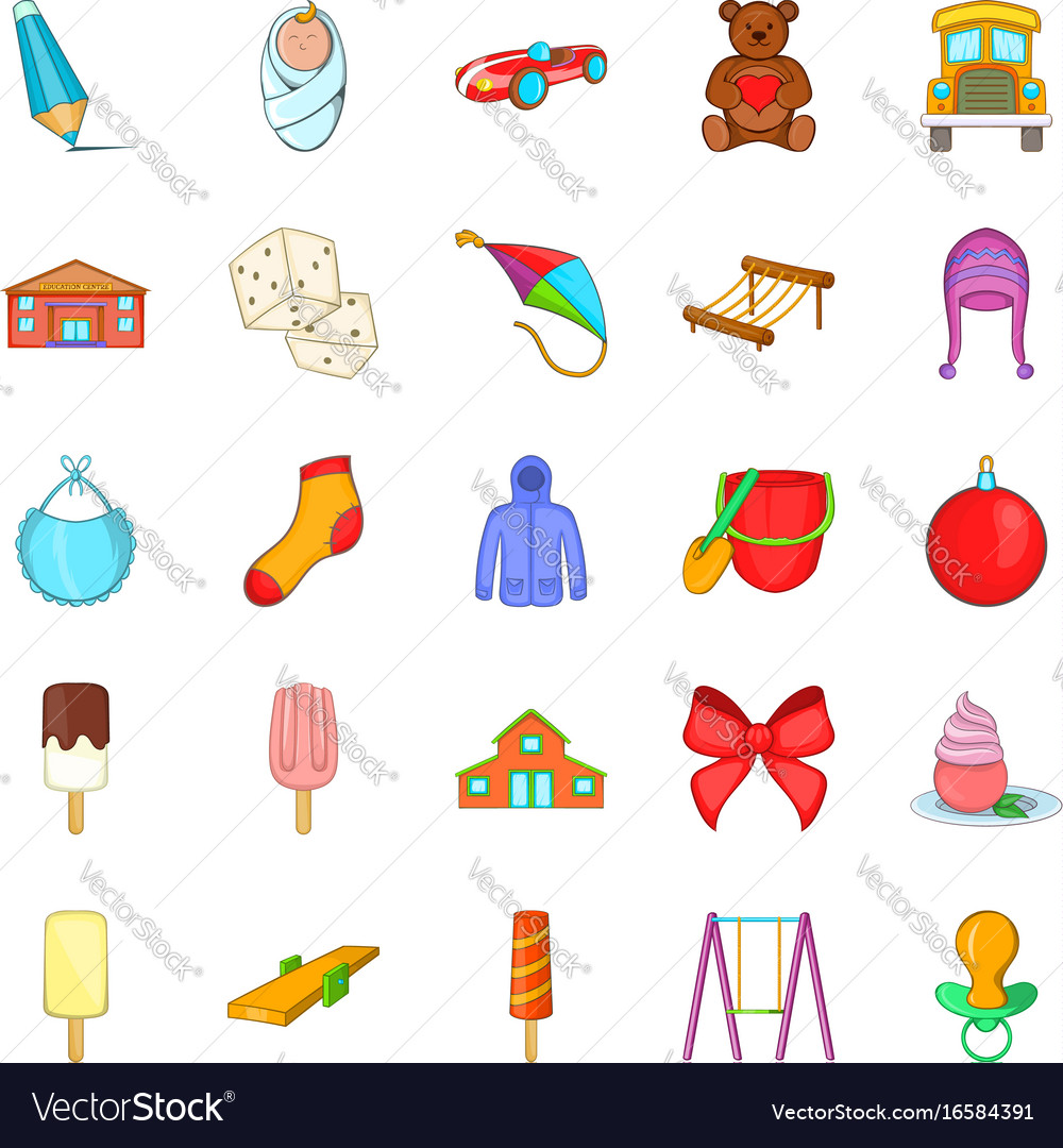 Small children icons set cartoon style Royalty Free Vector