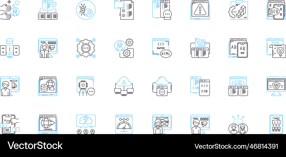 Sports coaching linear icons set leadership Vector Image