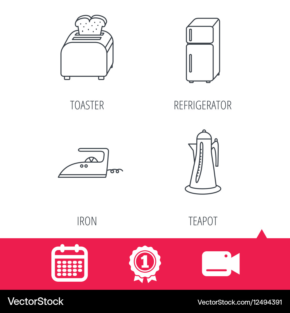 Toaster refrigerator and iron icons Royalty Free Vector