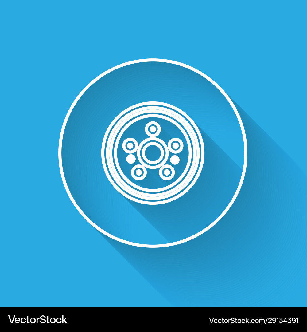 White line car brake disk icon isolated with long Vector Image