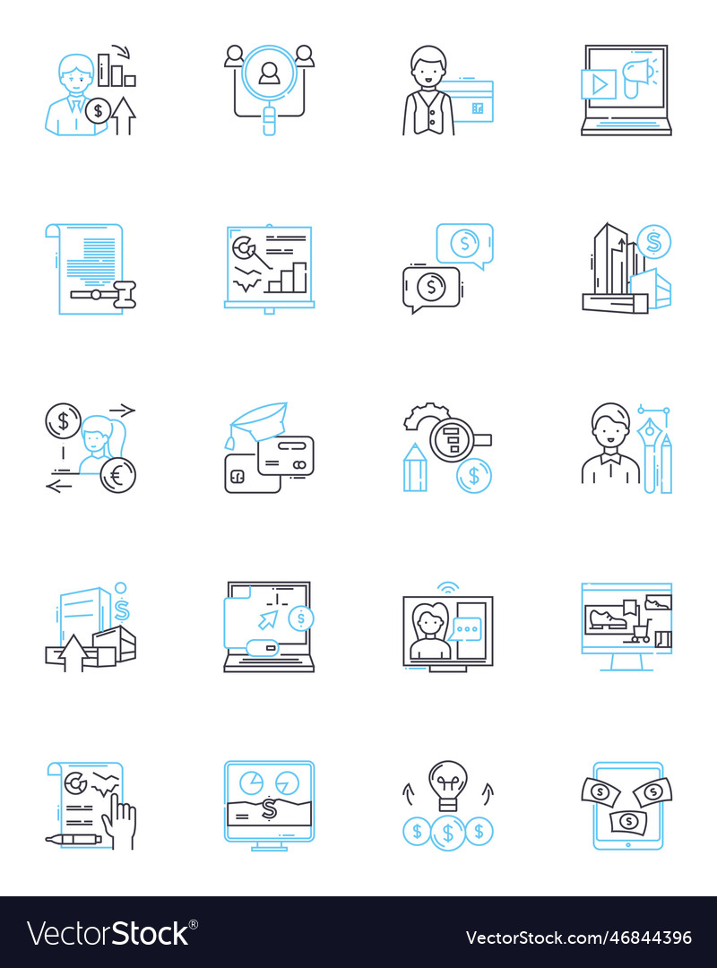 Asset control linear icons set inventory Vector Image Asset control linear icons set inventory Vector Image